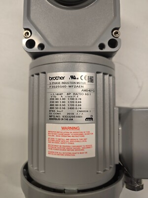 Brother 3-Phase Induction Motor 1/4 HP 60:1 F3S25S60-WF2AEN | eBay