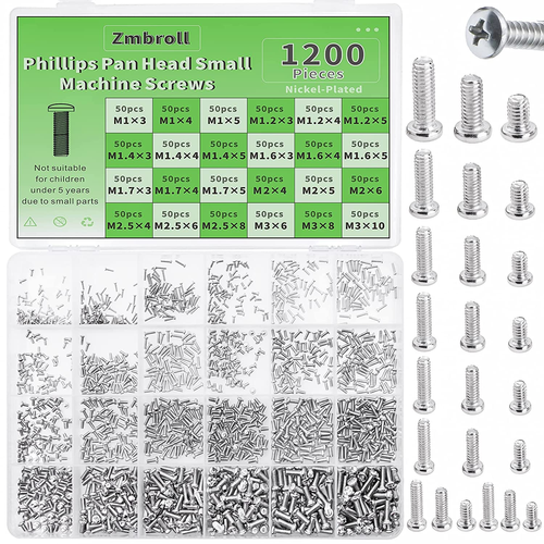 1200Pcs Phillips Pan Head Small Machine Scews,Tiny Screw,Small Bolts ...