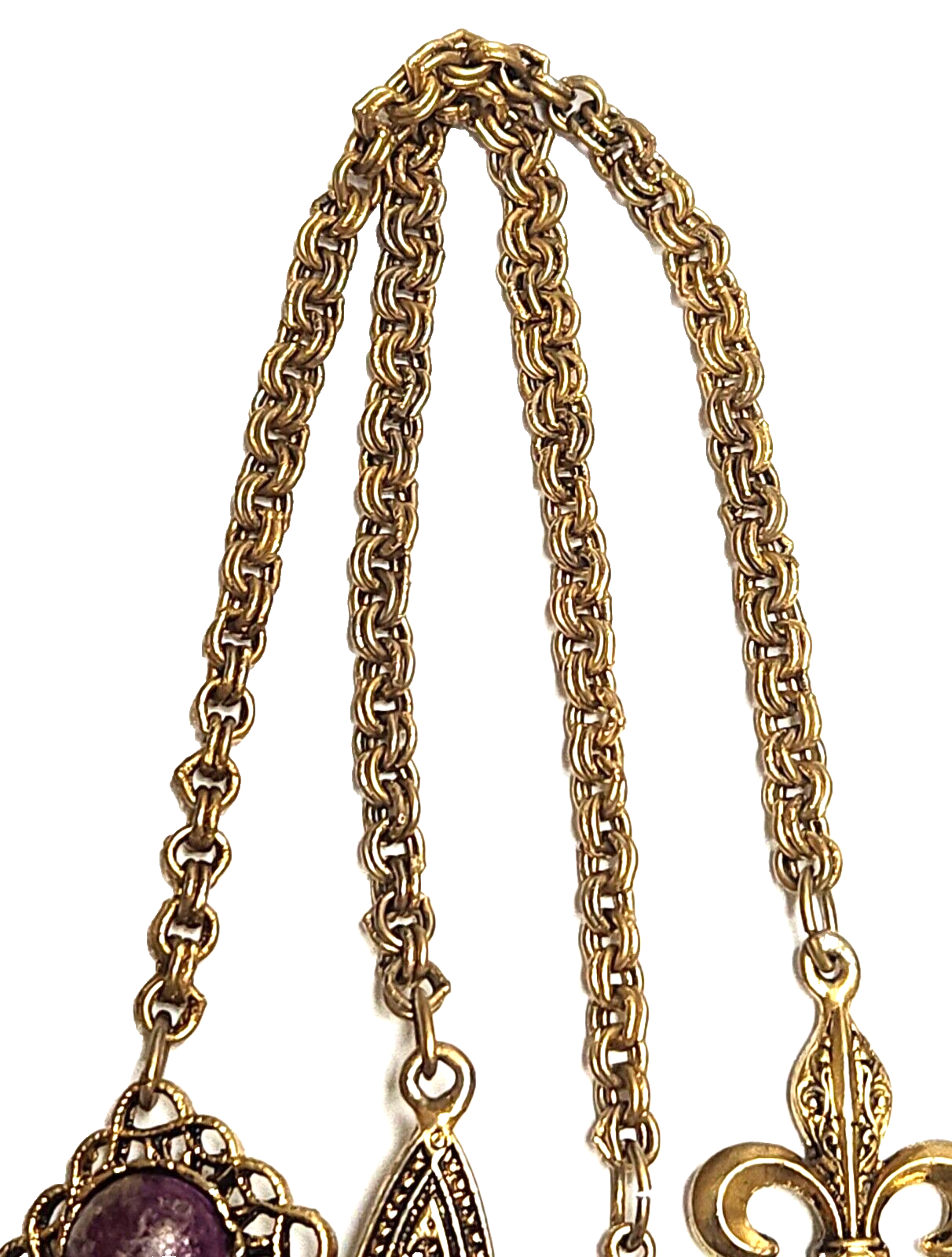 Vintage Unsigned Goldette Fluer de Lis, Faux Gemstone. Key Station ...