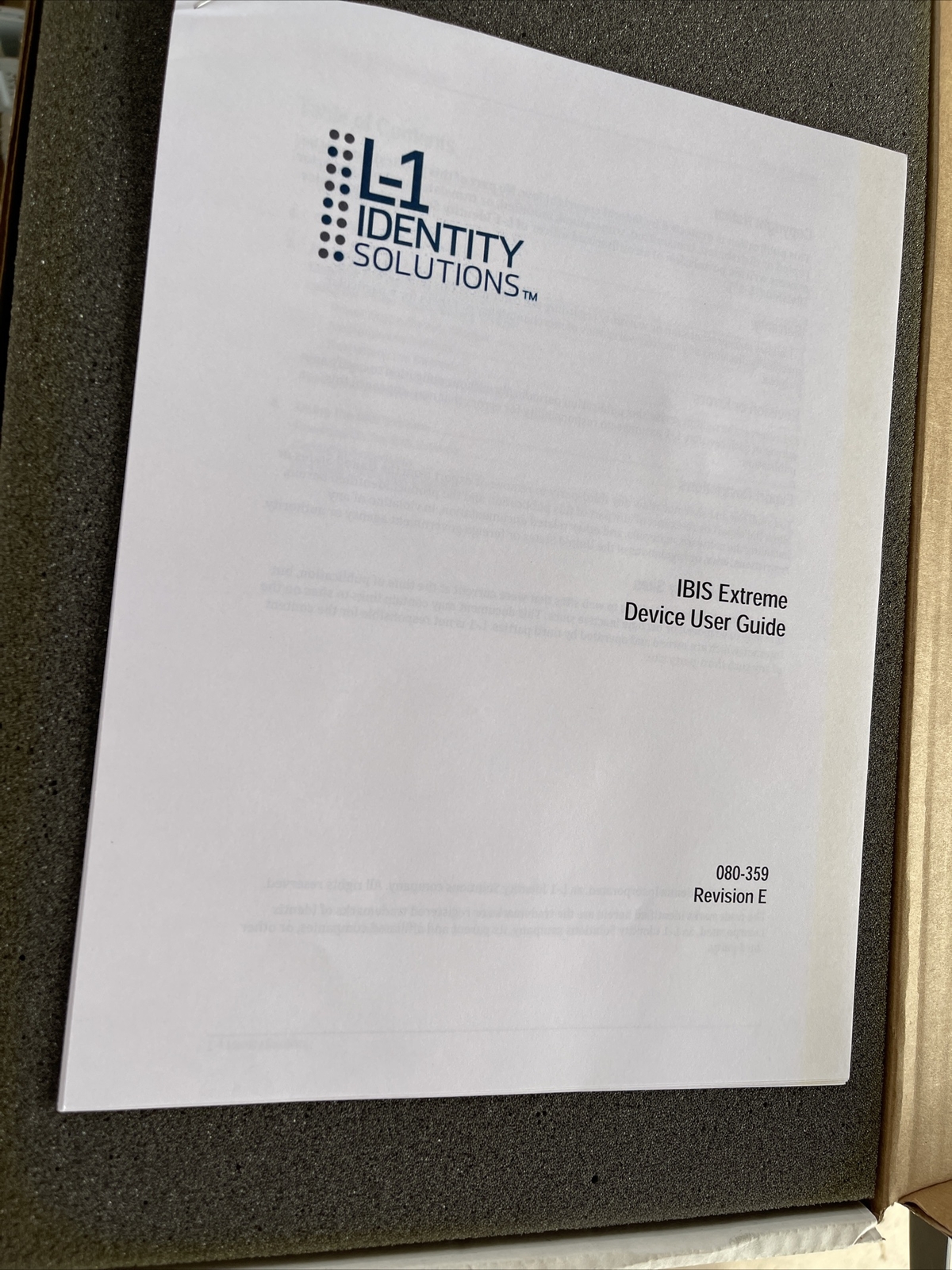 L-1 Identity Solutions IBIS EXTREME P/N: 231-349 Fingerprint Reader New ...