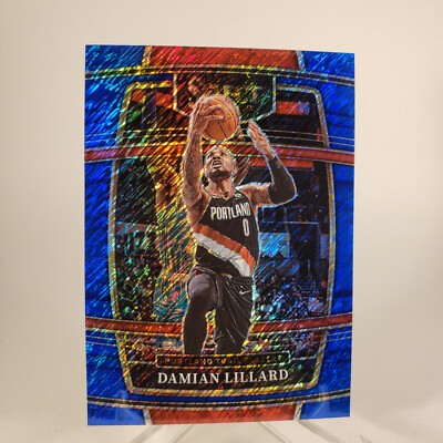 2021-22 Panini Select Damian Lillard Blue Shimmer Prizm Concourse #3 ...