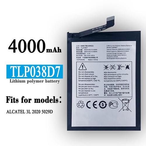 Replacement Battery For Alcatel 4000mAh 3L 5029D TLP038D7 High Quality ...