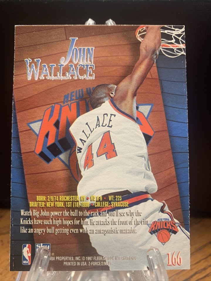 1996-97 Z-Force New York Knicks Basketball Card #166 John Wallace ...