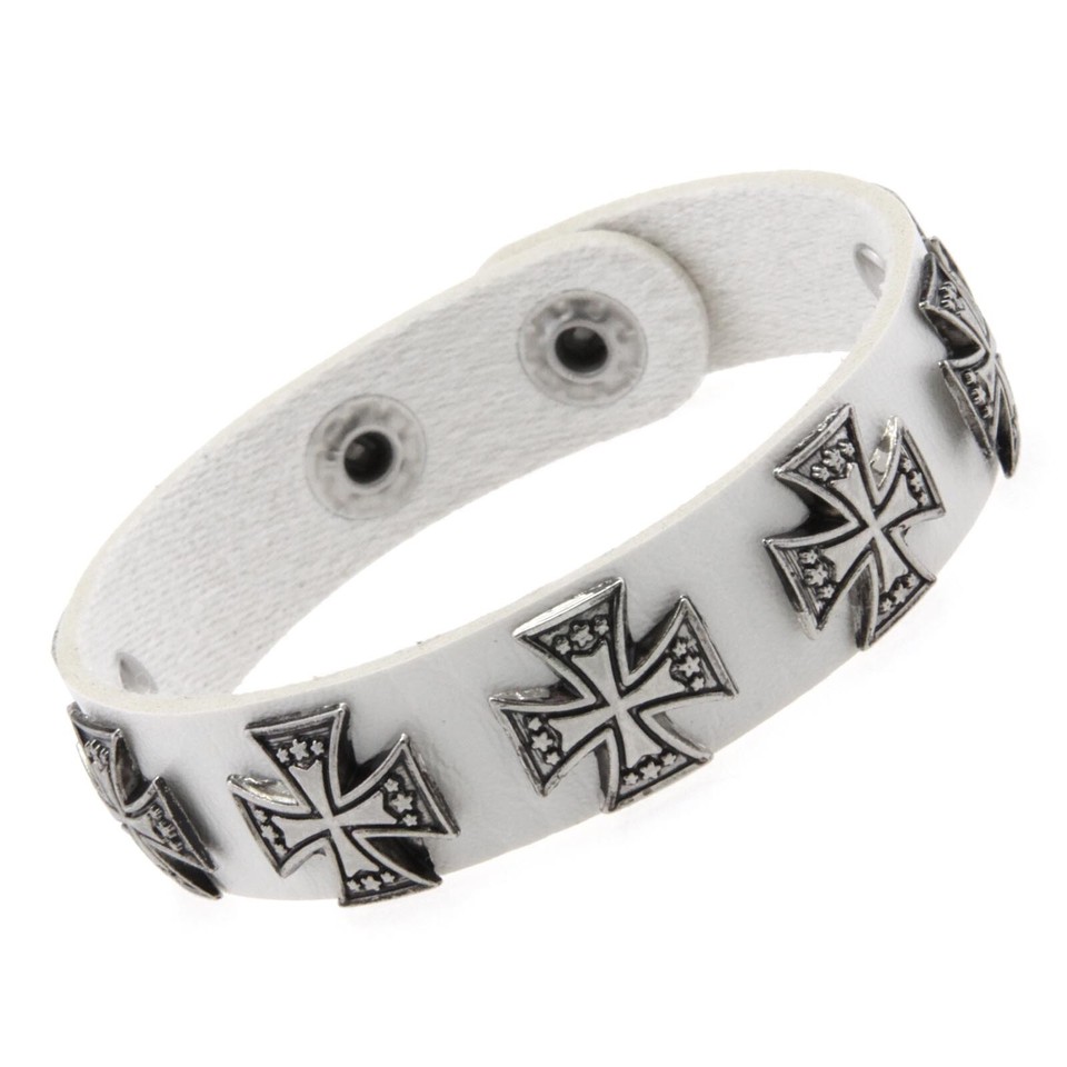 Punk Style Bracelet Personality Vintage Cross Snap Buckle Wrist Bangle ...