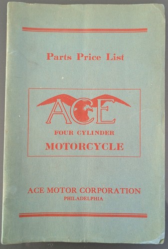 Original Ace Motorcycle 1920s Parts Price List Booklet - Shipping ...