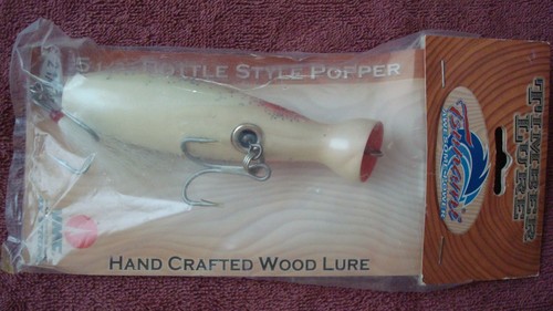 Tsunami Wood Timber Lure Bottle Popper 5.5" 2.25oz WHITE WTSP55-W ...
