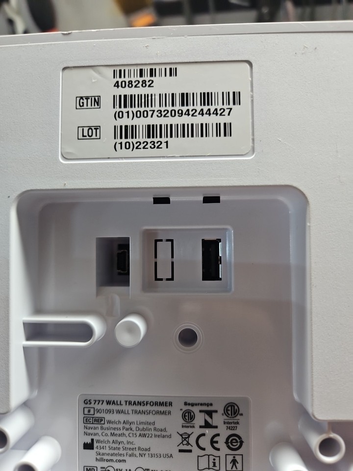 Green Series 777 Wall Transformer Handles Base Unit Welch Allyn GS No ...