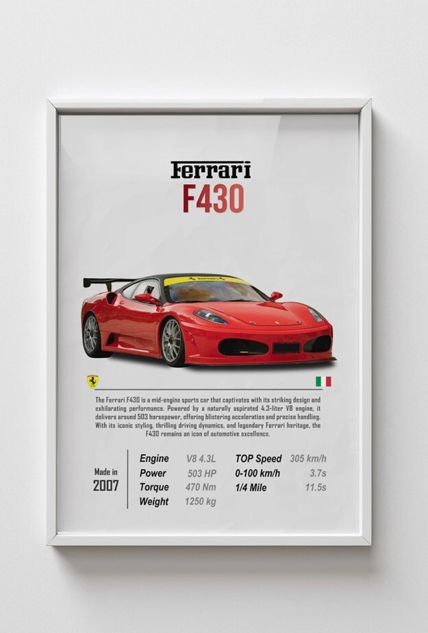 Ferrari F430 Poster, Ferrari Poster, F430, Car Poster, Car Posters ...