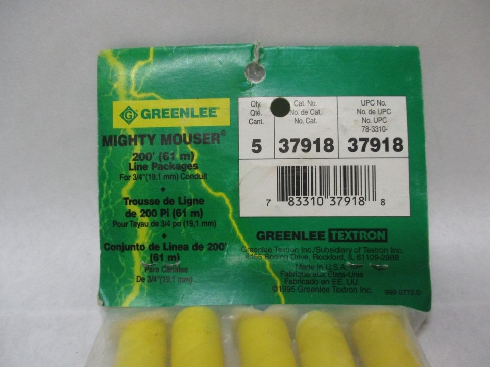 (Pack of 5) Greenlee 37918 Mighty Mouser 200' Line Packages for 3/4 ...