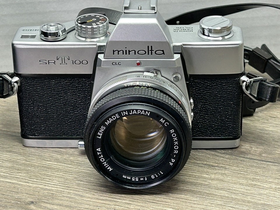 Minolta SRT 100 35MM Film Camera With MC Rokkor-PF 1:1.9 f=55mm Lens ...