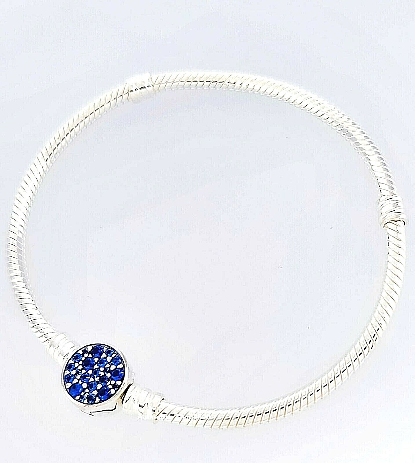 NEW Authentic PANDORA 925 Sparkling Blue Disc Clasp Charm Bracelet ...