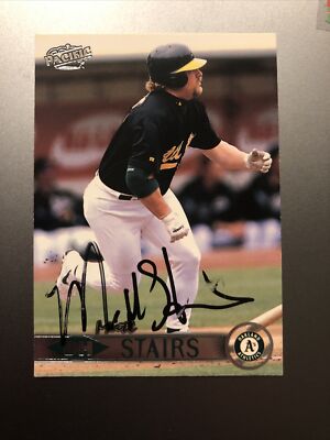 MATT STAIRS 1999 PACIFIC AUTOGRAPHED SIGNED AUTO BASEBALL CARD 318 A'S ...