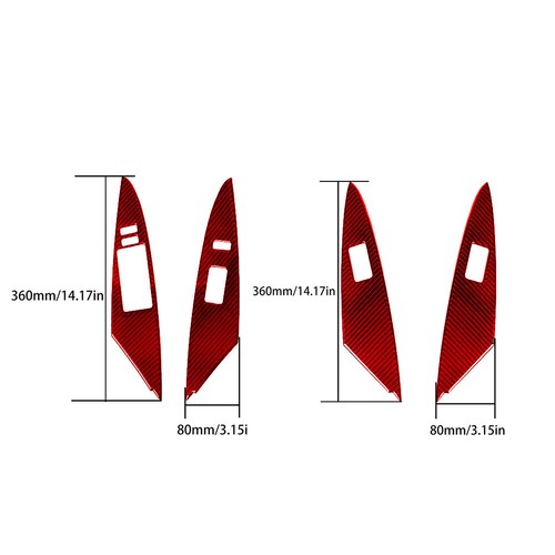 4Pcs Red Carbon Fiber Interior Door Control Panel Cover Trim for Toyota ...