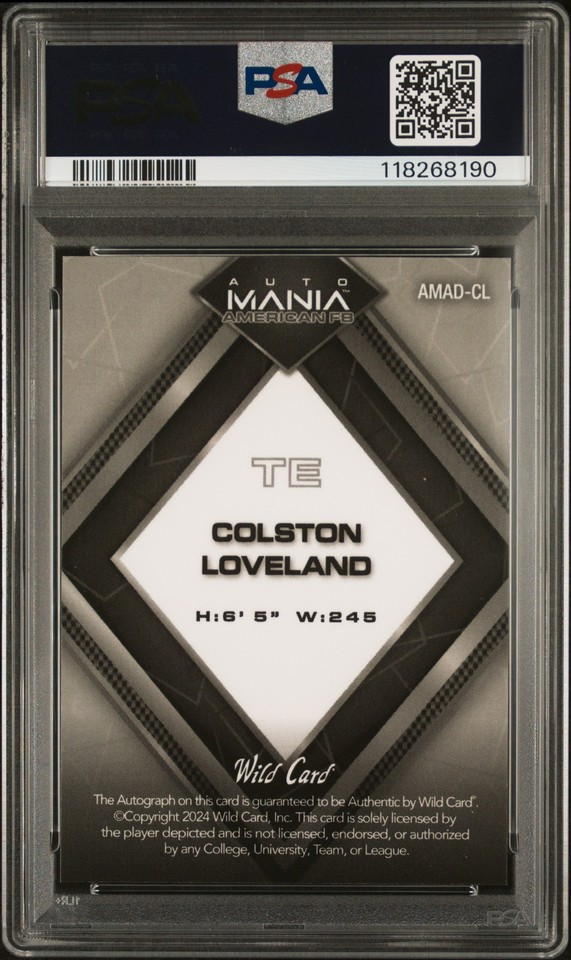 2024 WILD CARD AUTO MANIA AMERICAN FOOTBALL HOBBY #CL COLSTON LOVELAND ...