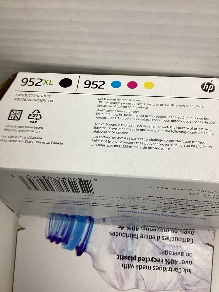 HP 952XL (4/Pack) Black Cyan Magenta Yellow Jaune Ink Cartridges. | eBay
