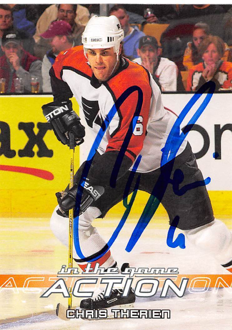 CHRIS THERIEN FLYERS AUTOGRAPH AUTO 03-04 IN THE GAME ACTION #468 * ...