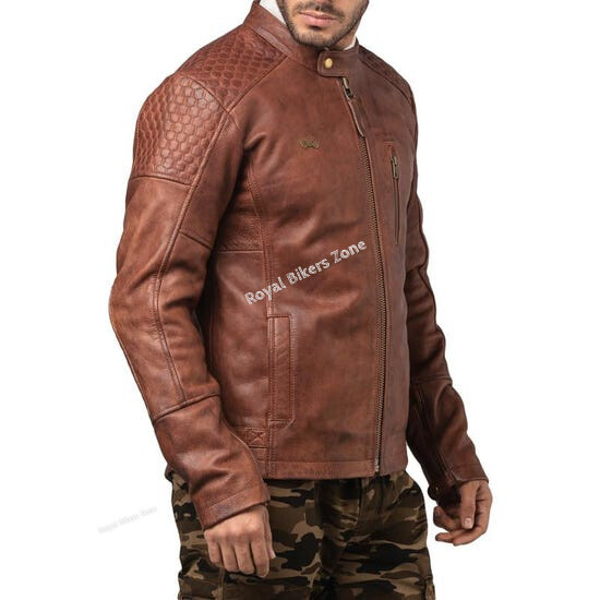 ROYAL ENFIELD "SPIRIT LEATHER JACKET BROWN & BLACK All Season" | eBay