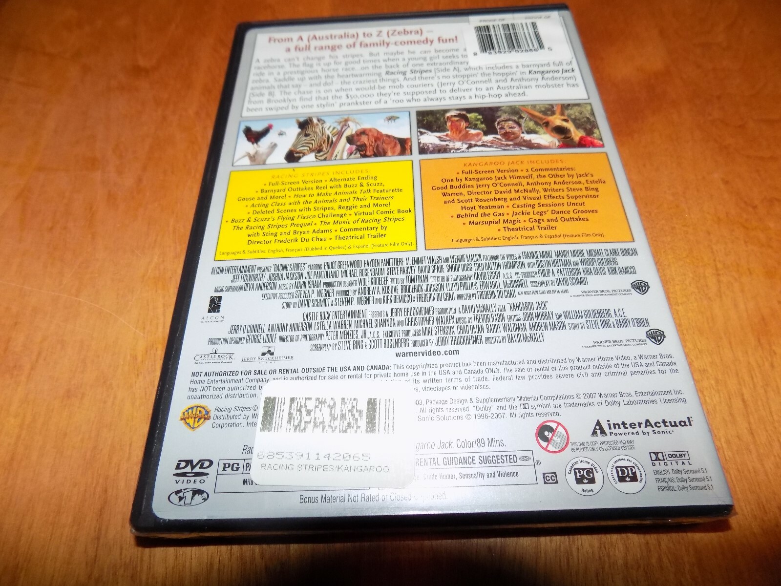 RACING STRIPES & KANGAROO JACK Comedy Classics DOUBLE FEATURE DVD SET ...