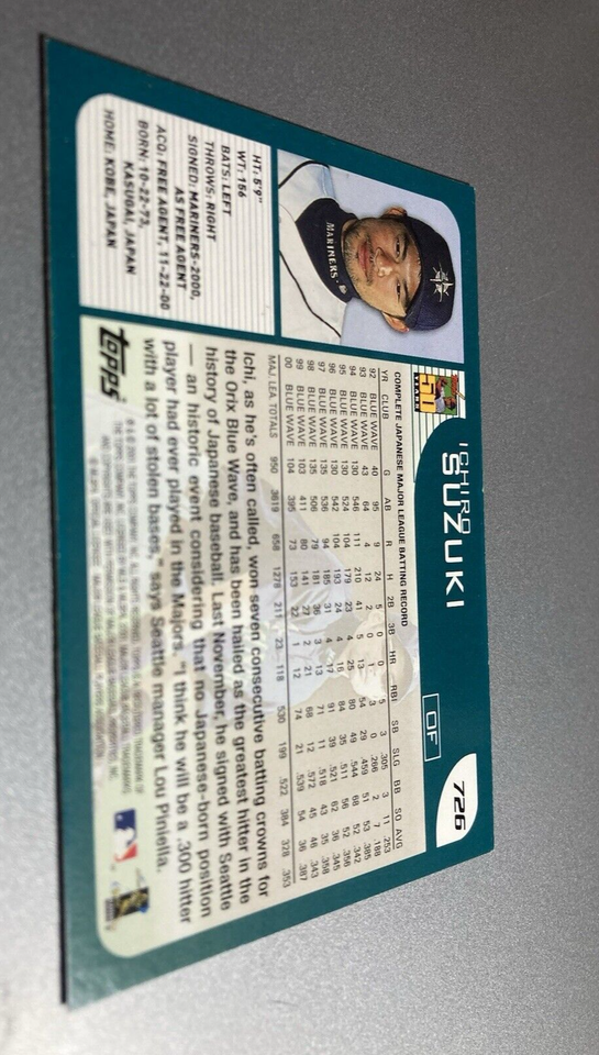 2001 Topps Ichiro Suzuki Rookie Card RC #726 | eBay