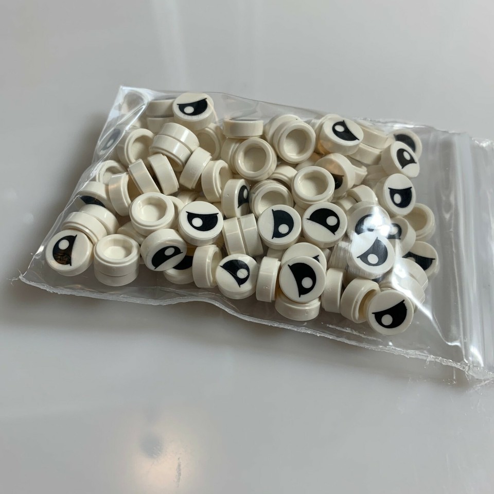 100 per lot NEW LEGO 'Eye' 1x1 Round "No. 27" Flat Tiles (19395/6099548 ...