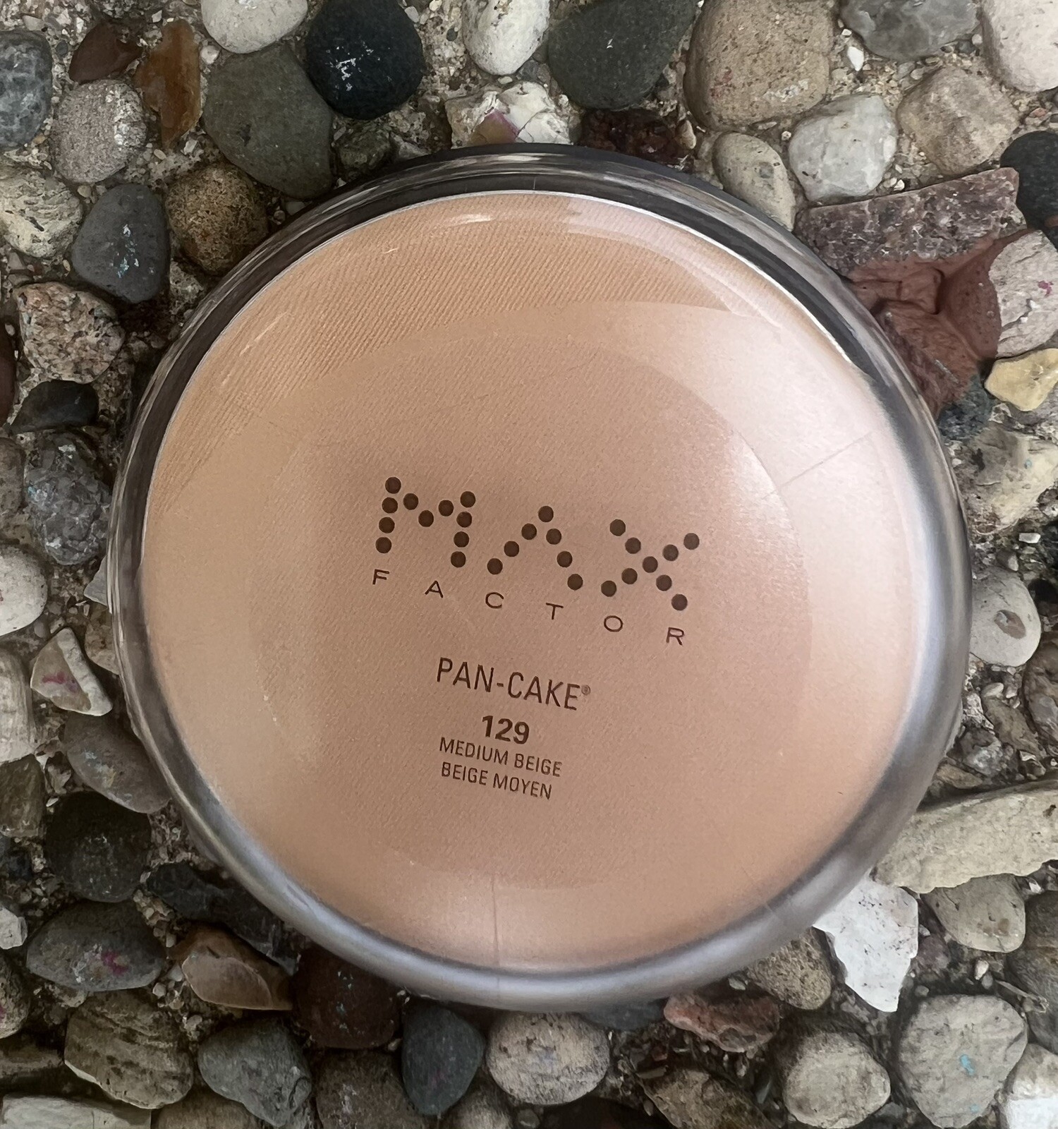 Max Factor Pancake Foundation - Medium Beige #129 Pan Cake Large 1.7 Oz ...