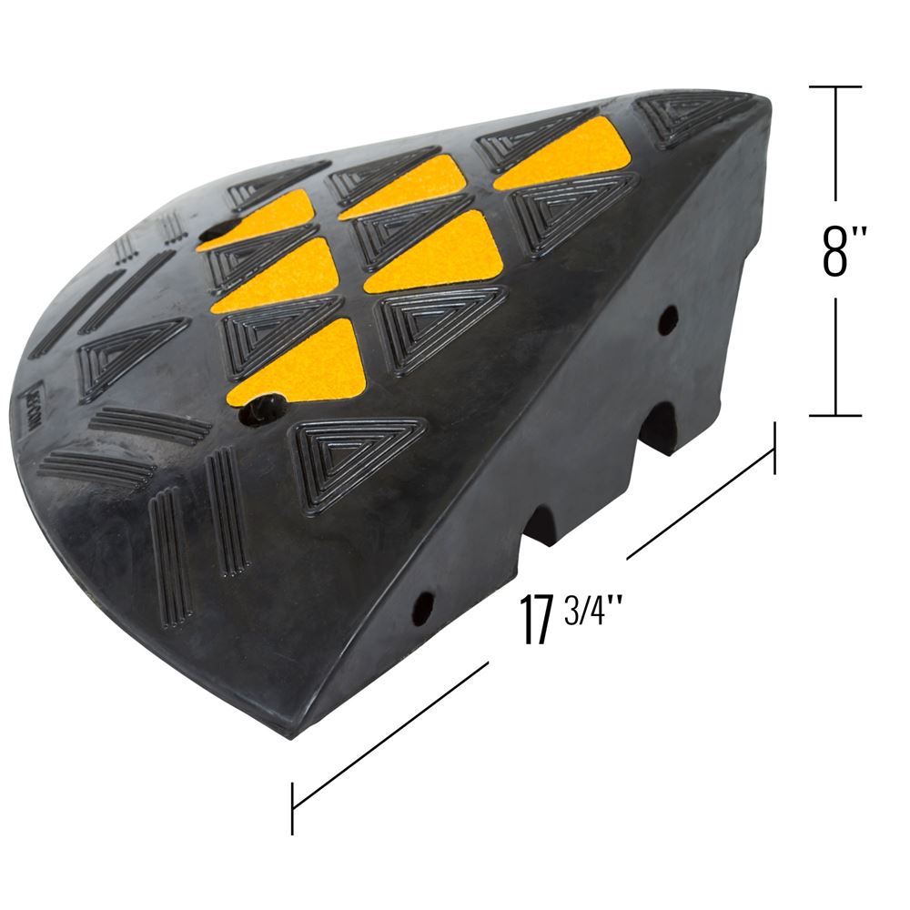 Guardian 8" High Curb Ramp +Round End Caps Heavy Duty 60000 lb Rubber ...