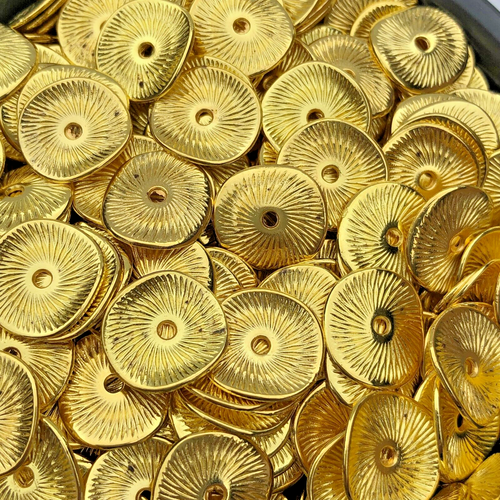 25X Gold Metal Beads 15mm Tibetan Alloy Disc Bead Round Donut Spacer ...
