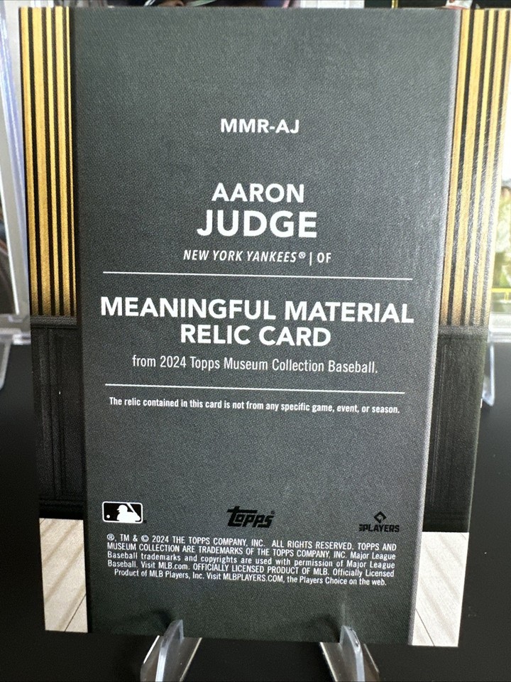 2024 Topps Museum Collection Meaningful Materials Aaron Judge Relic /99 ...