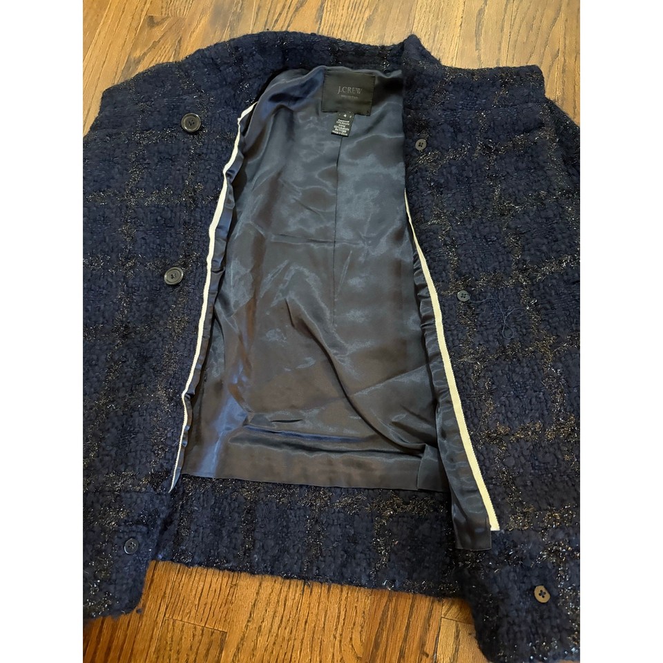 $248 J. Crew Collection RARE Lined Tweed Wool Black Lurex Double ...