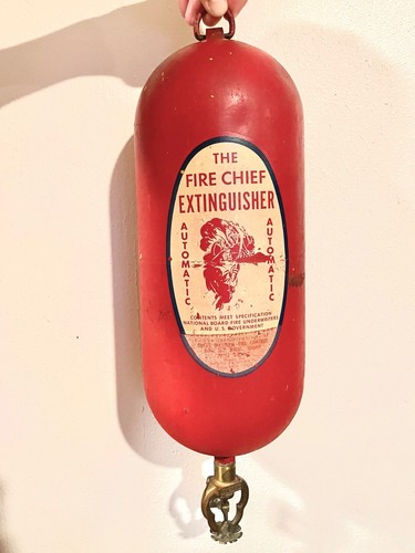 Rare Antique Automatic Bullet Hanging Red Chief Fire Extinguisher with ...