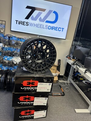 (Set-4) Vision 349 Savage 18x8.5 5x4.5" +12mm Satin Black Wheels Rims ...