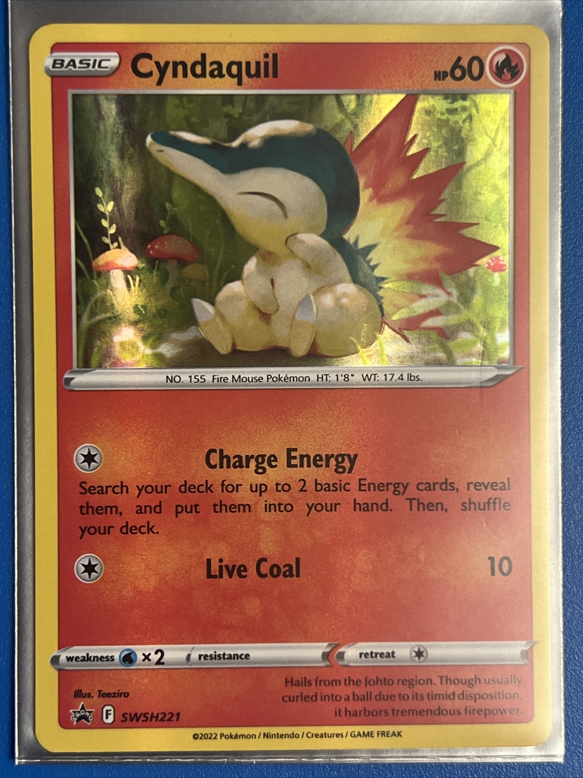 Cyndaquil SWSH221 Holo - 2022 Pokemon Black Star Promo NM/M + Card ...