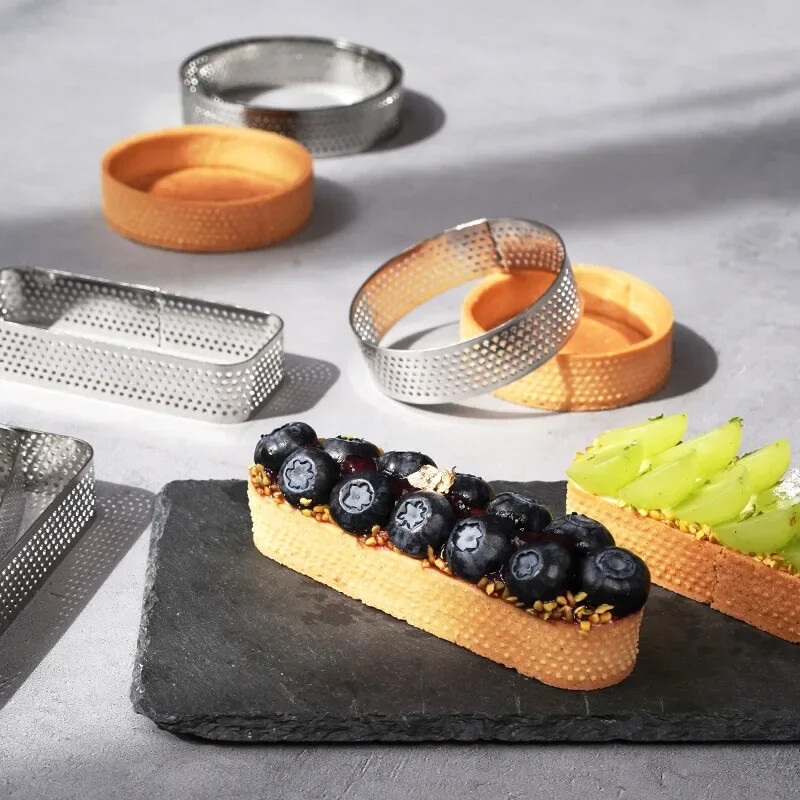French Perforated Tart Ring Mold Heat-Resistant Mousse Cake Moulds ...