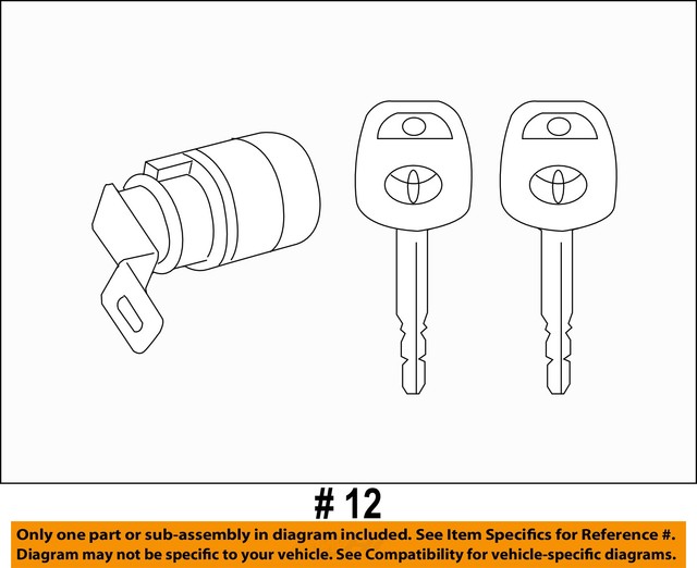 Genuine 2016 Toyota Tacoma Tailgate Lock Cylinder and Key 69055-0c030 ...