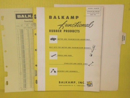 1961 BALKAMP NAPA CATALOG Motor Mounts Rubber Products Pedals W/Divider ...