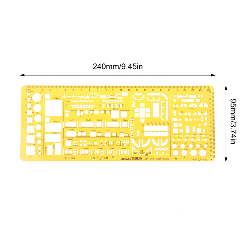 Professional Architectural Template Ruler Drawing Stencil Measuring ...
