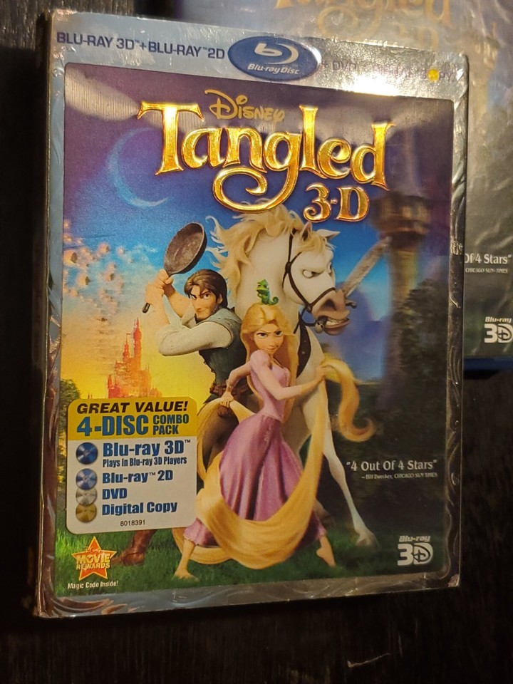 Tangled (3D Blu-Ray, 2010) 4-Disc Set w/ Lenticular Slipcover, Disney ...