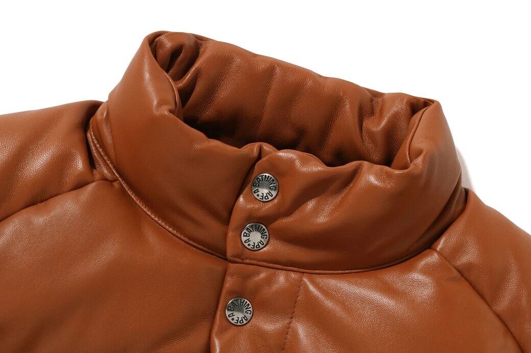 A BATHING APE Men's LEATHER CLASSIC DOWN JACKET 1K80144004 A BATHING APE Men's LEATHER CLASSIC DOWN JACKET 1K80144004