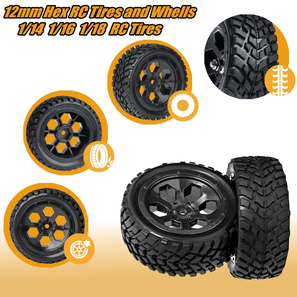 12mm Hex RC Wheels and Tires for Hyper Go H16BM H14BM Tires and Wheels ...