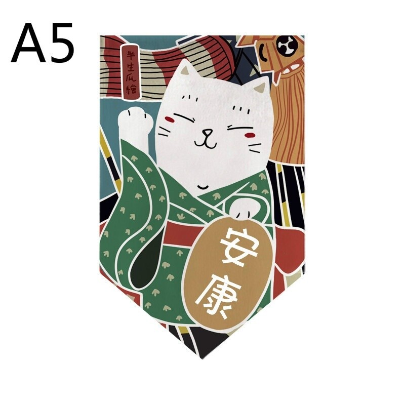 1 PC Japanese Short Noren Curtains Lucky Cat Hanging Flag Room Divider ...