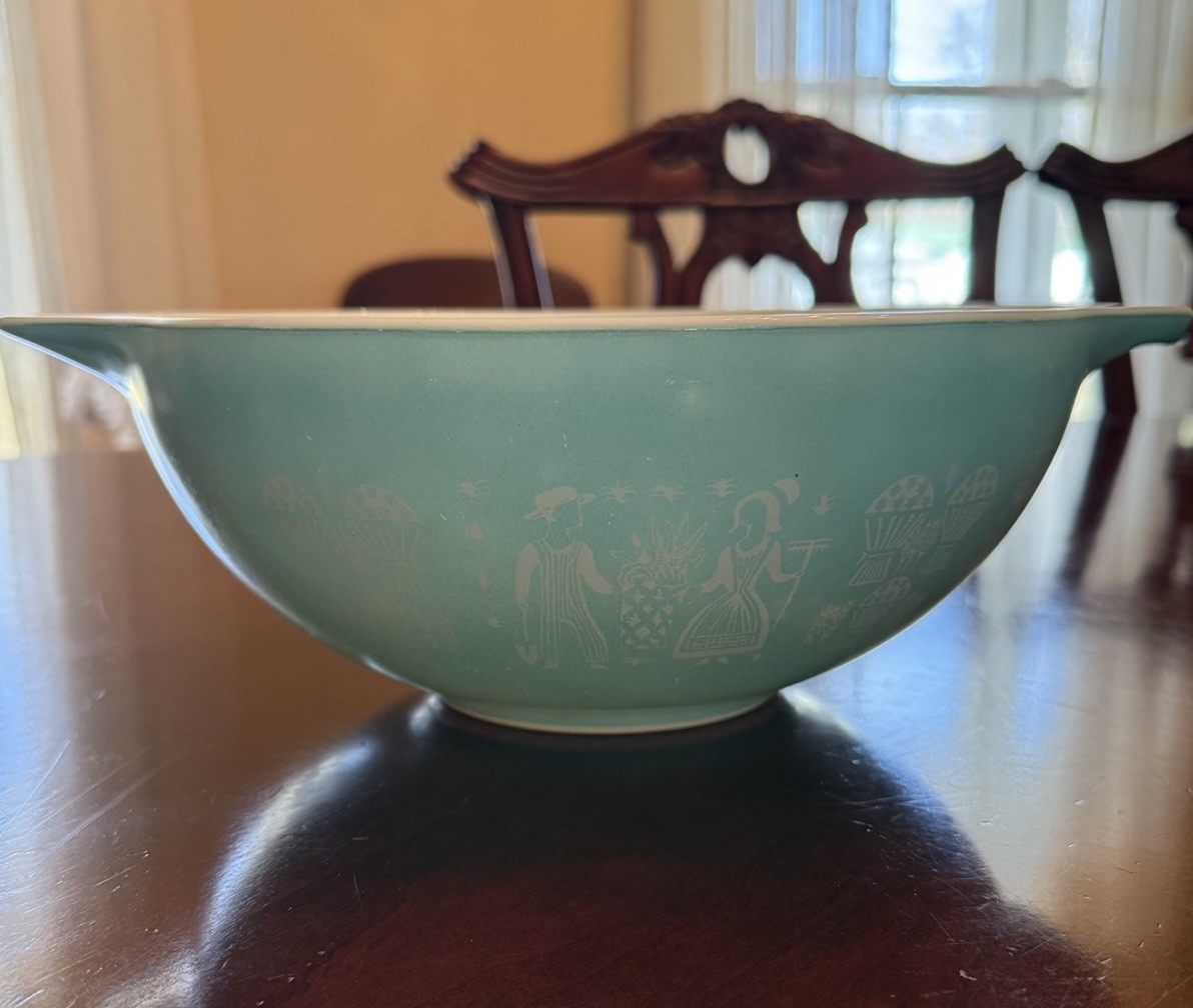 Vintage Pyrex 4 Qt Amish Butterprint Cinderella Turquoise Blue 444 ...