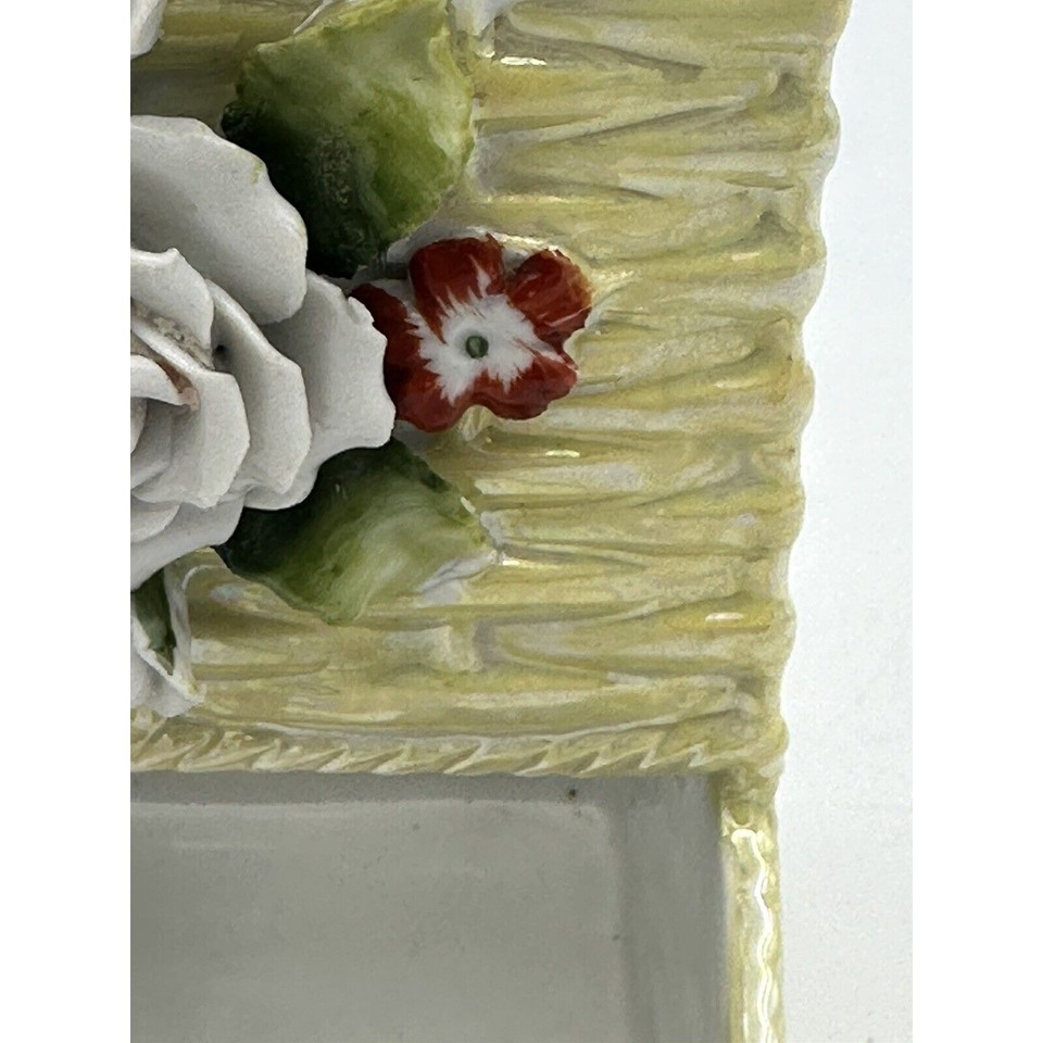 Vintage Double Match Holder Lusterware Floral Basket Weave Ceramic Wall ...