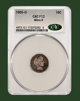 1905-O Barber Dime micro o CACG (Green) F-12 | eBay