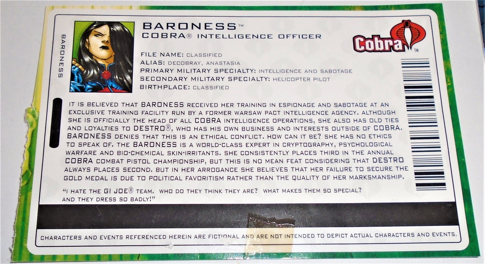 G I JOE File Card Filecard 2004 Baroness V5 | eBay
