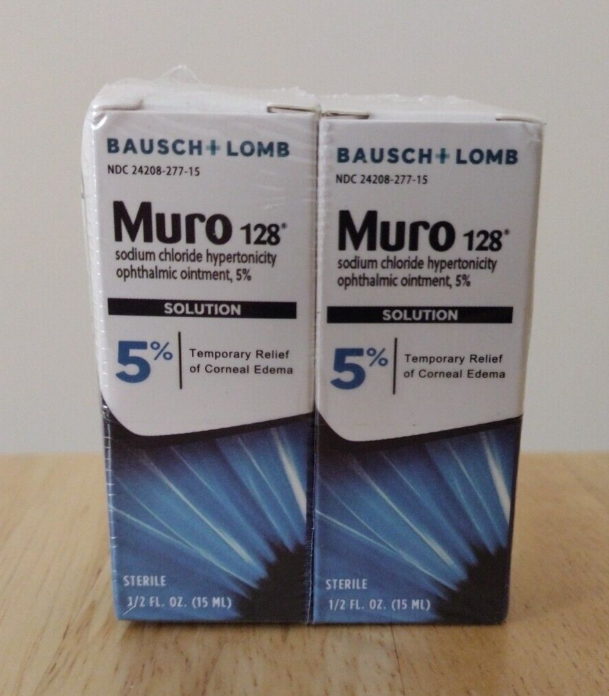 (2 Pack) Bausch + Lomb Muro 128 Ophthalmic 5% Solution 1/2oz - EXP 10/ ...