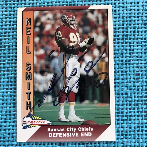 1991 Pacific Neil Smith . Kansas City Chiefs #220 Signed Autographed ...