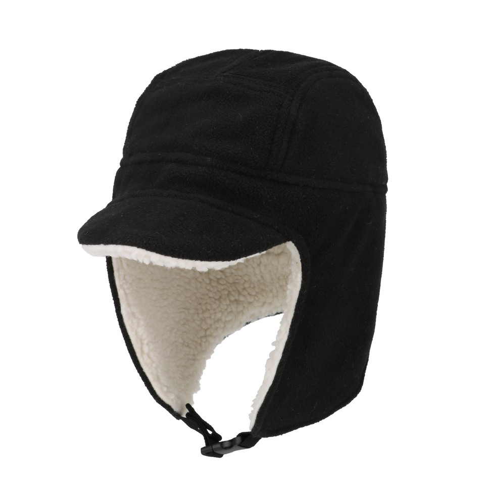 Men's Sherpa Lined Warm Skull Caps Winter Hats with Visor Windproof ...
