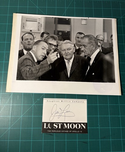 James Lovell Cut Signature & NASA Press Release Photo Apollo 13 Gemini ...