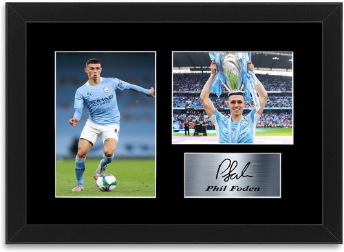 Phil Foden Man City Player A4 Signed Photo Display Mount Gift Autograph ...