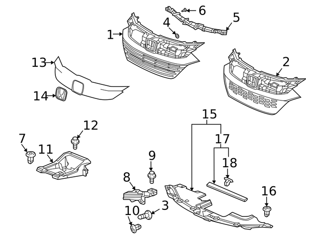 Genuine Honda Cover Front Grille 71129-T7W-A10 for sale online | eBay